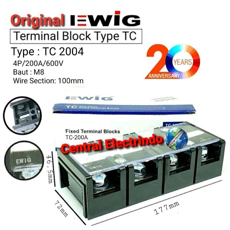 Jual Terminal Block Blok 200A 4P (TC 2004) EWIG. | Shopee Indonesia