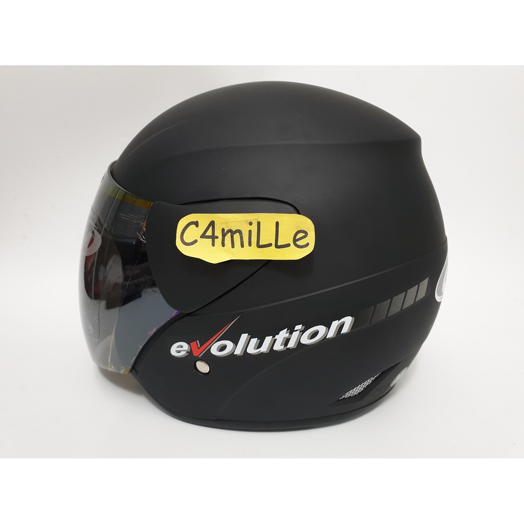 Jual HELM GM EVO SOLID BLACK DOFF HALF FACE | Shopee Indonesia