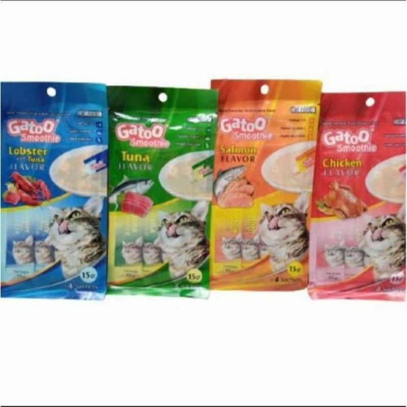 Jual [GG]GATOO SMOOTHIE TREATS 60Gr / Snack Kucing Liquid Creamy (isi 4 ...