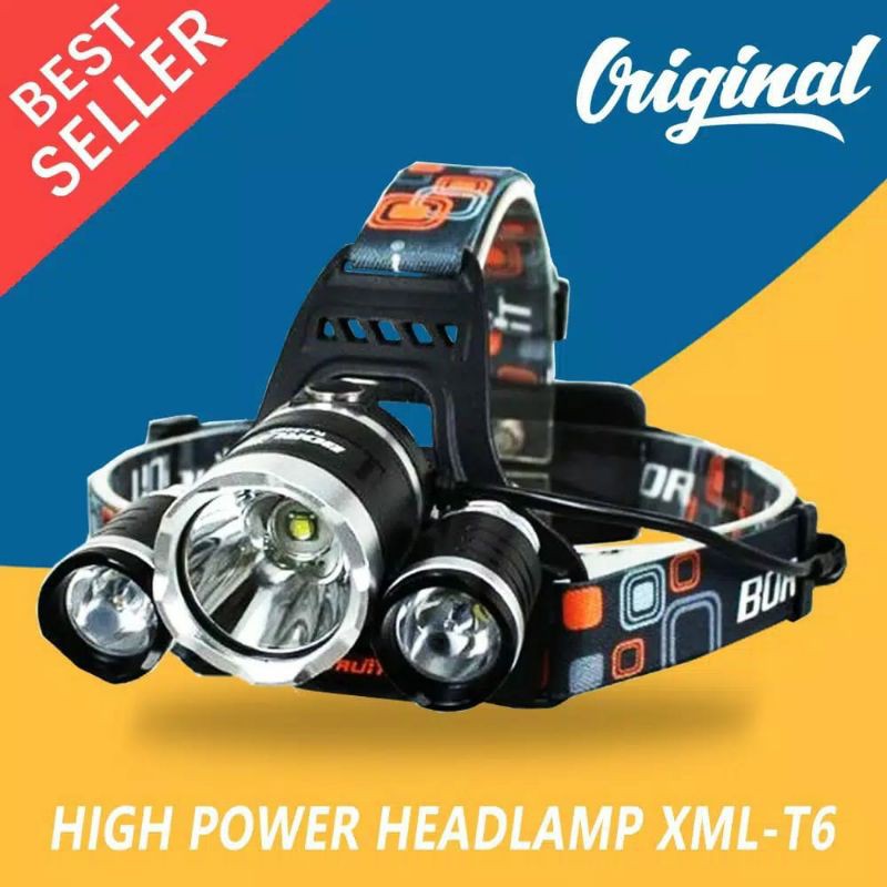 Jual XM-L T6 Senter Kepala 3 Lampu LED New Brand Headlamp XML | Shopee Indonesia
