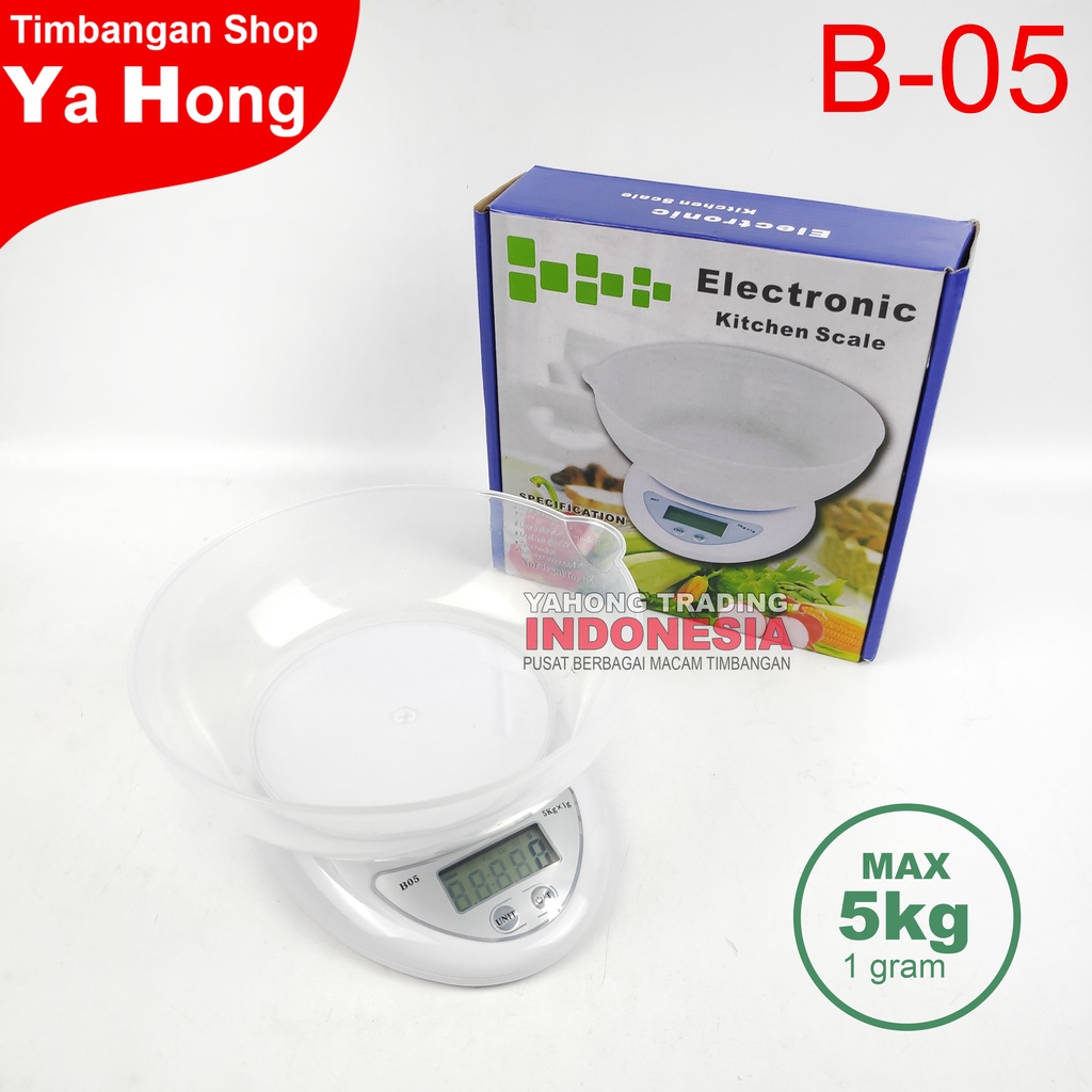 Jual Timbangan Digital Mangkok Timbangan Dapur Digital Timbangan Kue Digital Mangkok B-05 5kg 1g ...