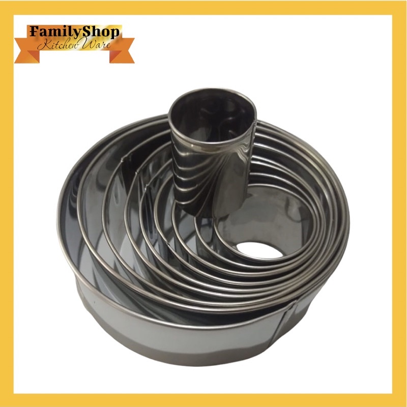 Jual Cookies Cutter Kue 10 ukuran Motif Bulat Love Persegi Bunga Tetes ...