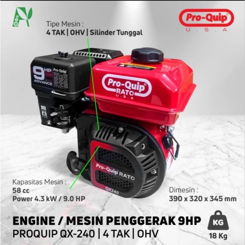 Jual PROQUIP ENGINE PUTARAN CEPAT QX240 9 HP / MESIN PENGGERAK QX 240 ...