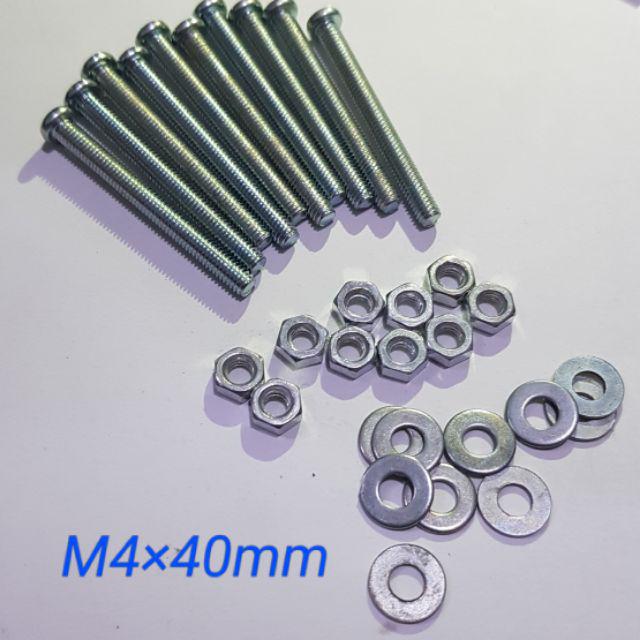 Jual 10set Baut+mur+ring JP kepala bulat M4x12 M4x15 M4x20 M4x25 M4x30 M4x40 M4x50 | Shopee ...