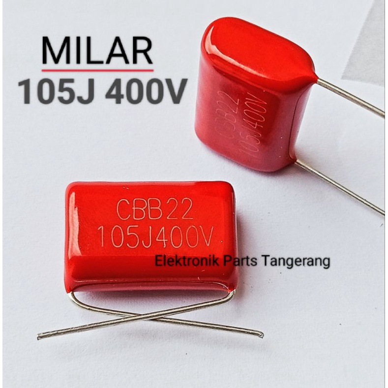 Jual KAPASITOR MILAR 105J 400V CAPACITOR MYLAR 105J 400VOLT MILAR 105K ...