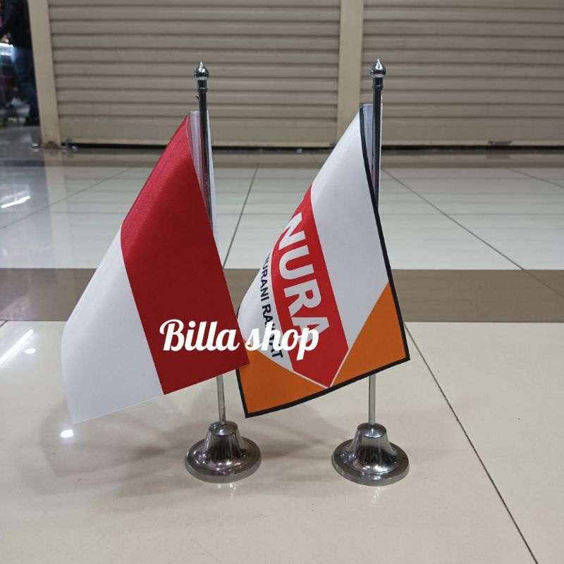Jual Bendera Meja MERAH PUTIH dan PARTAI HANURA + Tiang Stenlis ...