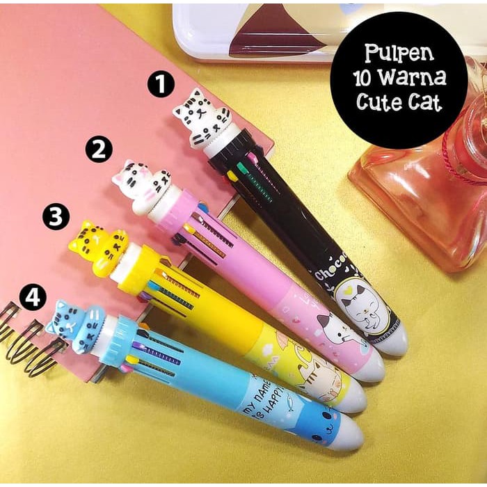 Jual Bolpen / Ballpoint / Pulpen unik / Pen 10 warna - CUTE CAT Murah ...