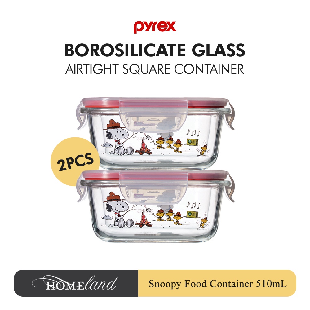 Jual PYREX Snoopy Food Container / Kotak Makan Kaca | Shopee Indonesia