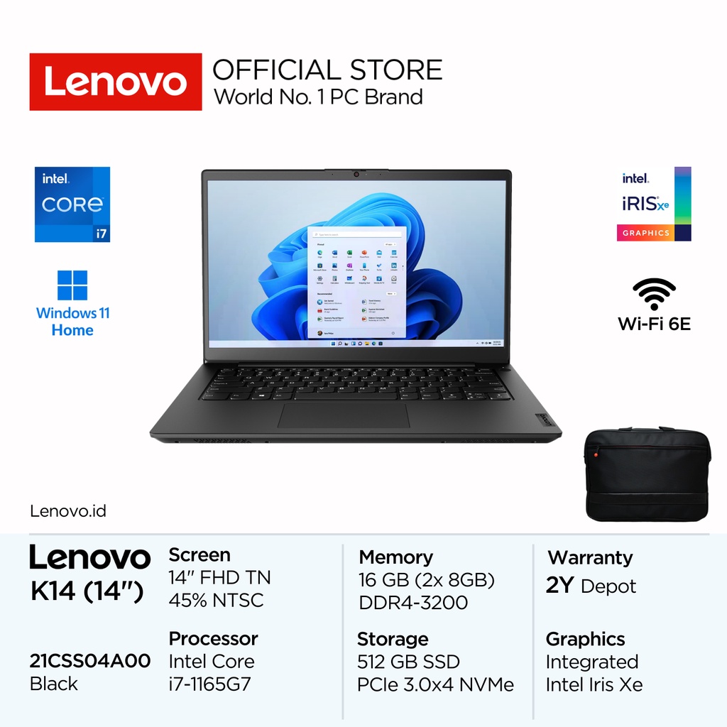 Jual Lenovo K14 Gen 1 4A00 Intel Core i7 1165G7 Win11 Home 16GB 512GB ...