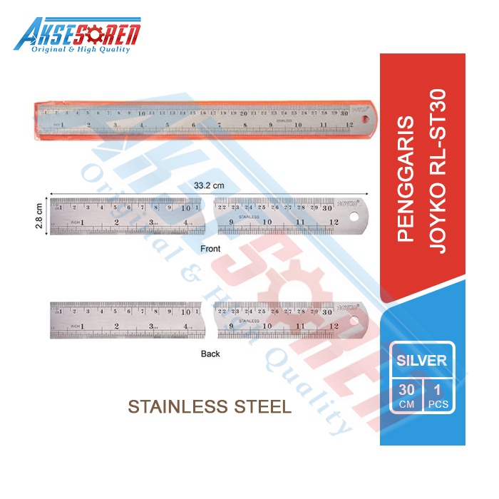 Jual Penggaris Besi Stainless Steel Joyko [RL-ST30/30 cm] / Ruler Mistar Alat Ukur Garisan ...
