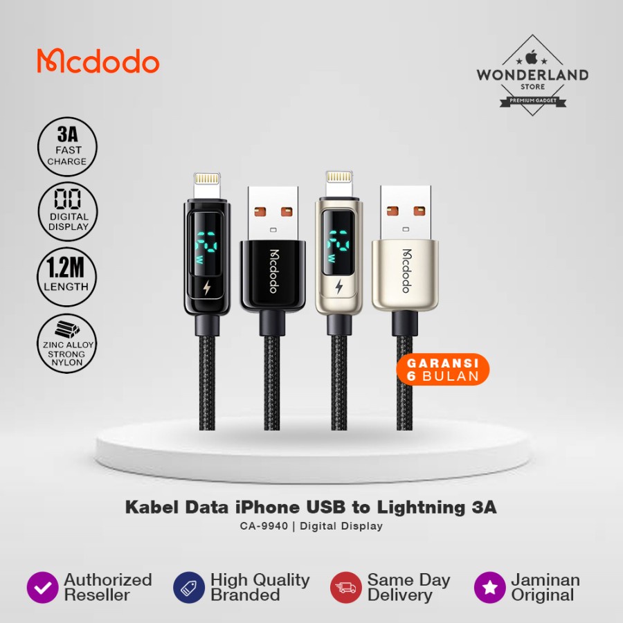 Jual Mcdodo Kabel Data iP USB-A to iPh with Digital Display Indicator ...
