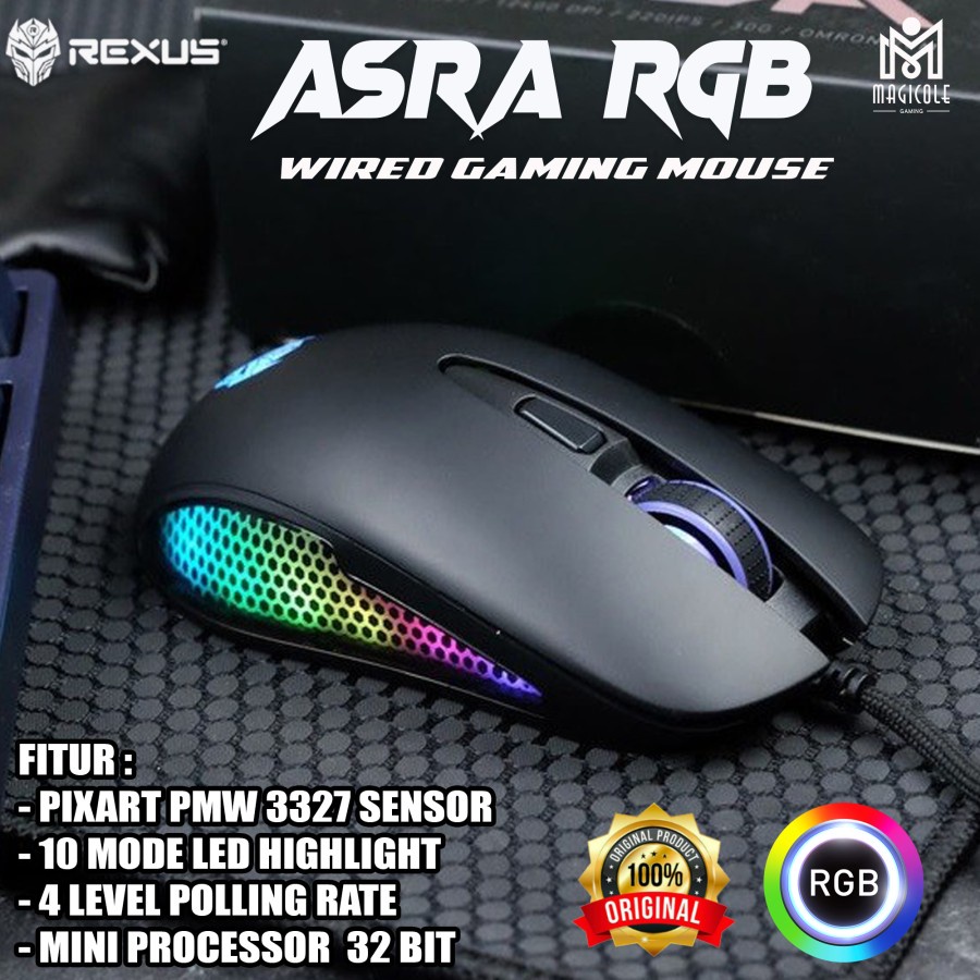 Jual Rexus Arsa RGB Black Wired Gaming Mouse | Shopee Indonesia