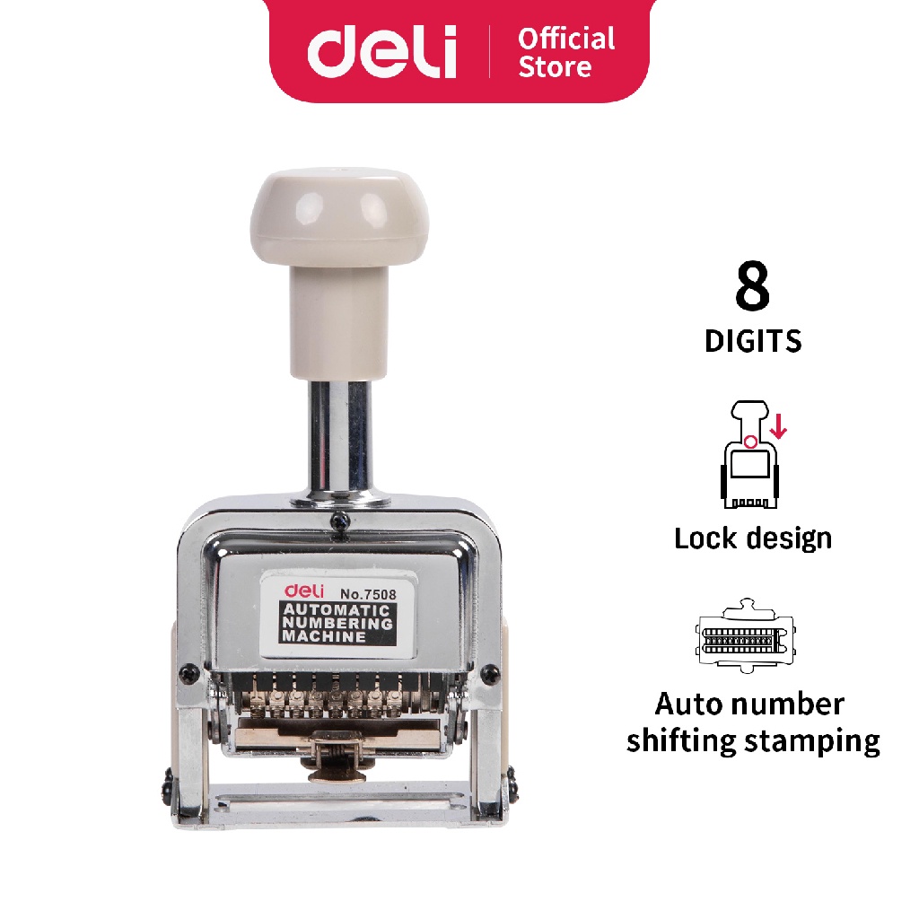 Jual DELI AUTO NUMBERING MACHINE 8 DIGITS E7508 | Shopee Indonesia
