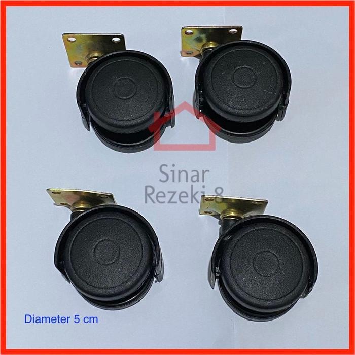 Jual Roda Plastik BESAR + PLAT 50 mm Kursi Lemari Hitam Meja Rak Kantor ...