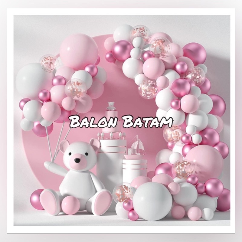 Jual Paket Dekorasi Backdrop Balon Pink putih 9834 | Shopee Indonesia