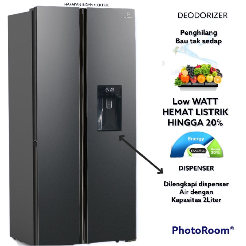Jual Kulkas inverter side by side polytron 480 BELLEZA | Shopee Indonesia