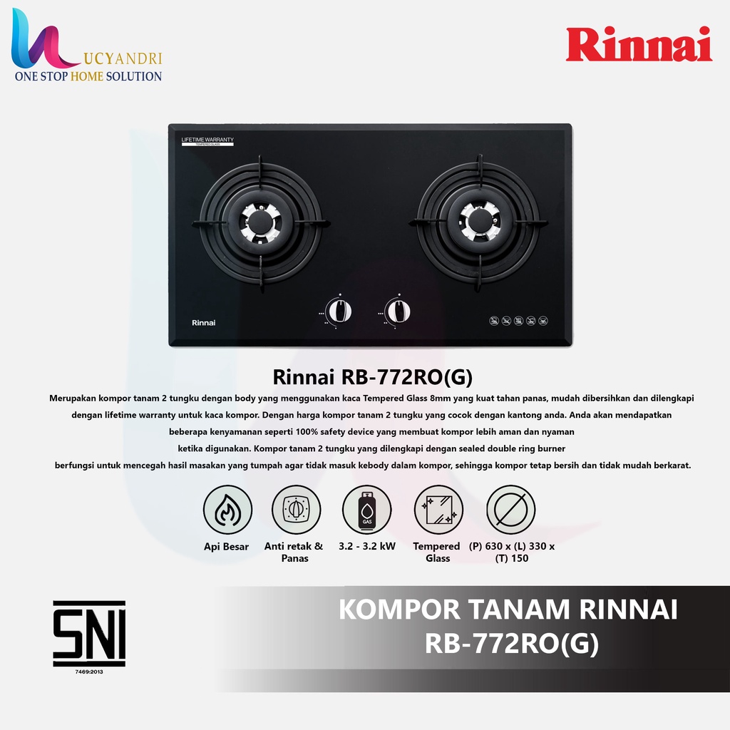 Jual Built-in Gas Hob Rinnai Kompor Gas Tanam 2 Tungku Rinnai RB-772 RO (G) | Shopee Indonesia