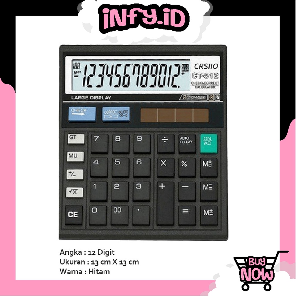 Jual INFY - Kalkulator 12 Digit Angka CT 512 / SDC 812 - Calculator ...