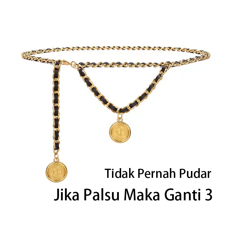 Jual Rantai Pinggang logam Belt Rantai Branded Fashion Gesper Wanita ...