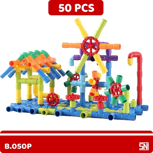Jual ISI 50 PCS Mainan Edukatif Anak Balok Susun Pipa / Mainan Anak ...