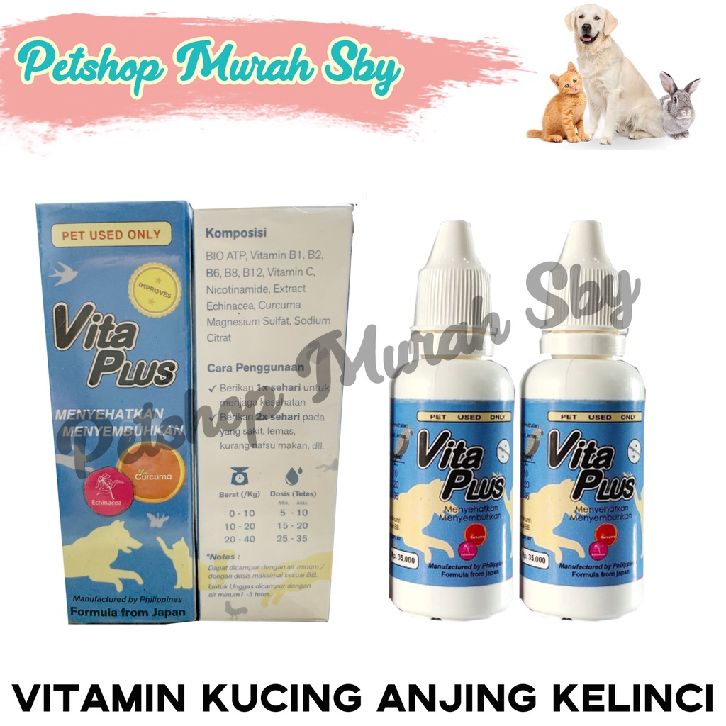 Jual Vita Plus Vitaplus Vitamin Kucing Anjing Kelinci Burung 30ml | Shopee Indonesia
