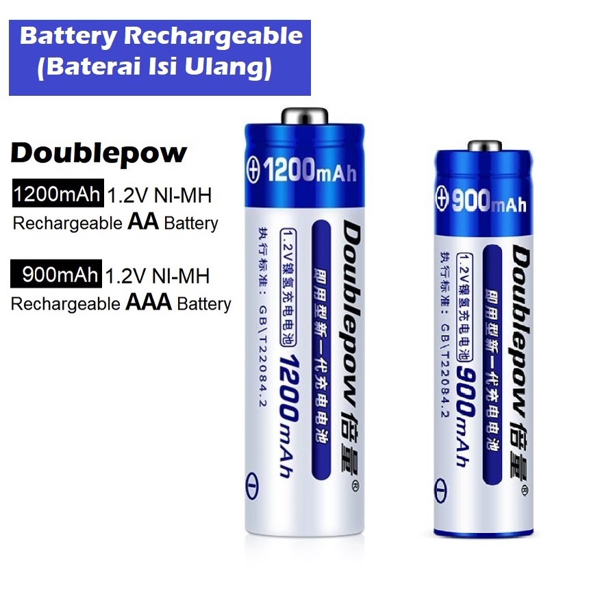 Jual Baterai charger AAA / AA Rechargeable Batre Doublepow per 1 ...