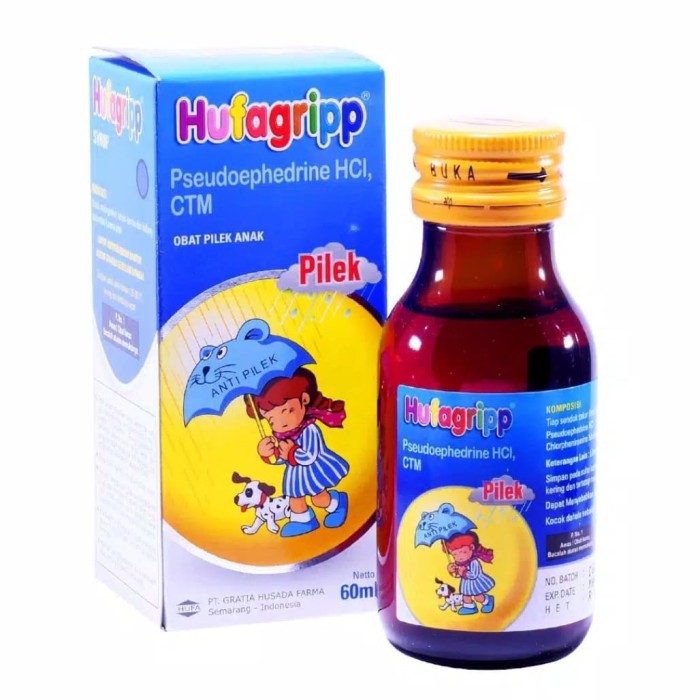Jual Obat Flu Batuk Berdahak Pilek Anak HUFAGRIP PILEK Biru Sirup 60 ml ...