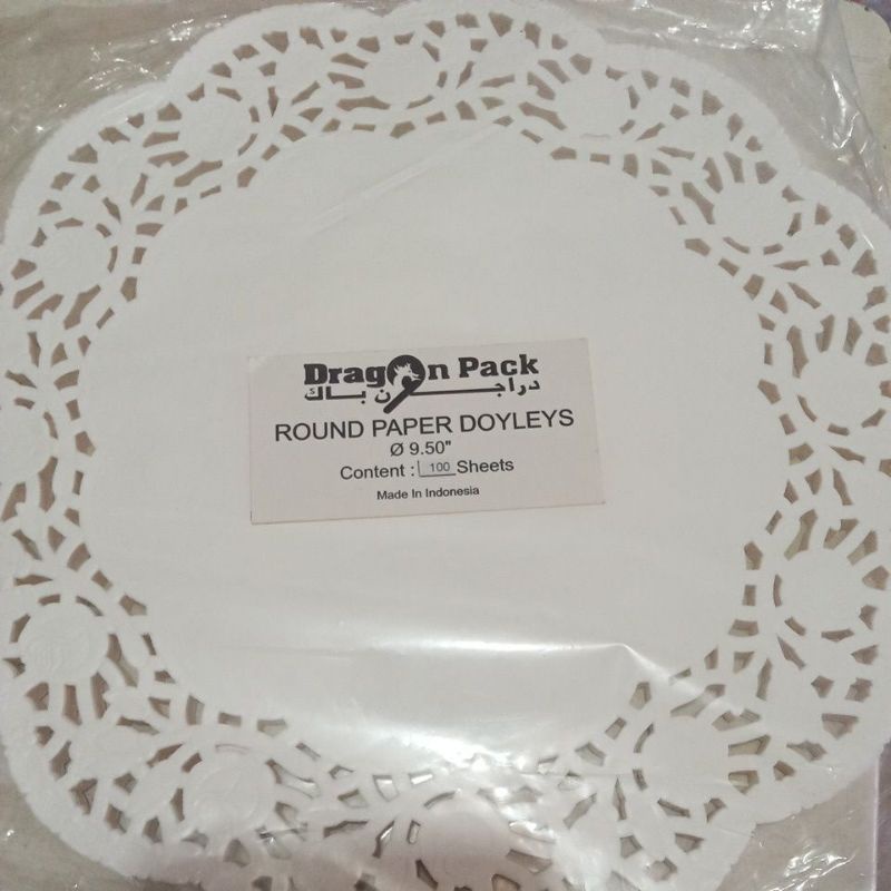 Jual round paper doyleys alas kue dragon pack isi 100 lembar | Shopee ...