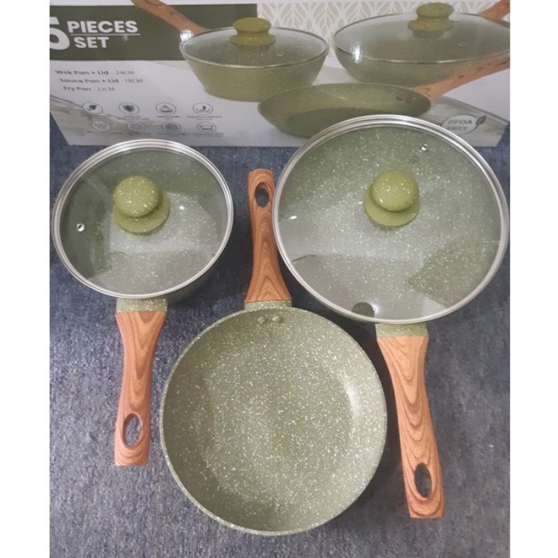 Jual BOLDe ORGANIC GREEN PAN SET 5 PCS - WAJAN PANCI SUPER PAN GRANITE ...