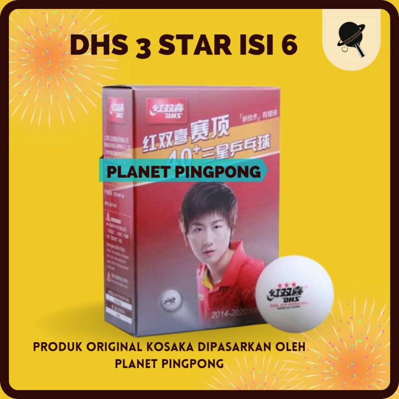 Jual BOLA PINGPONG / TENIS MEJA DHS 3 STAR 40+ ISI 6 (Orange Dan Putih) | Shopee Indonesia