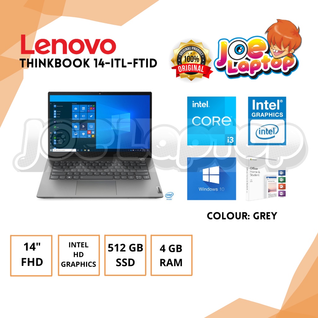 Jual Lenovo ThinkBook 14-ITL-FTID Grey i3 1115G4 Win10 | Shopee Indonesia