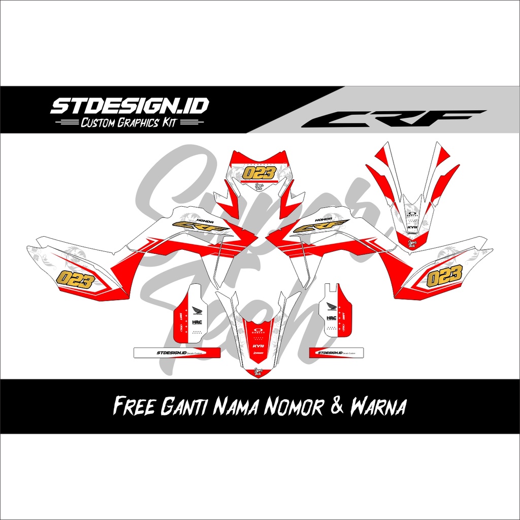 Jual Decal Honda CRF 150L Full Body Merah Putih Desain Simpel Minimalis ...