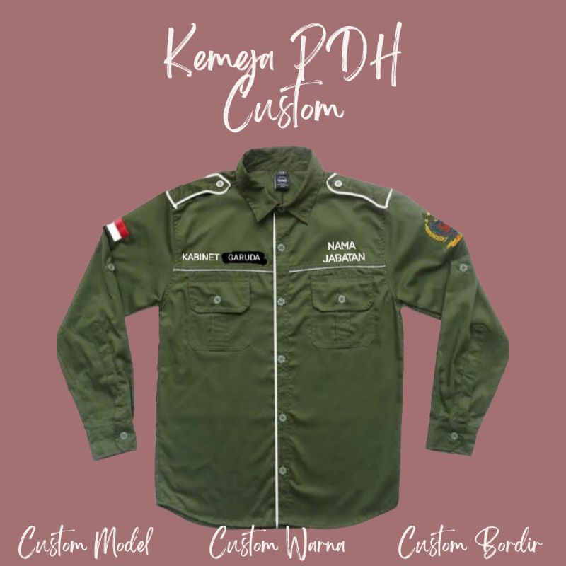 Jual Kemeja Seragam PDH PDL Kerja Kampus Kantor Sekolah Custom Bordir ...