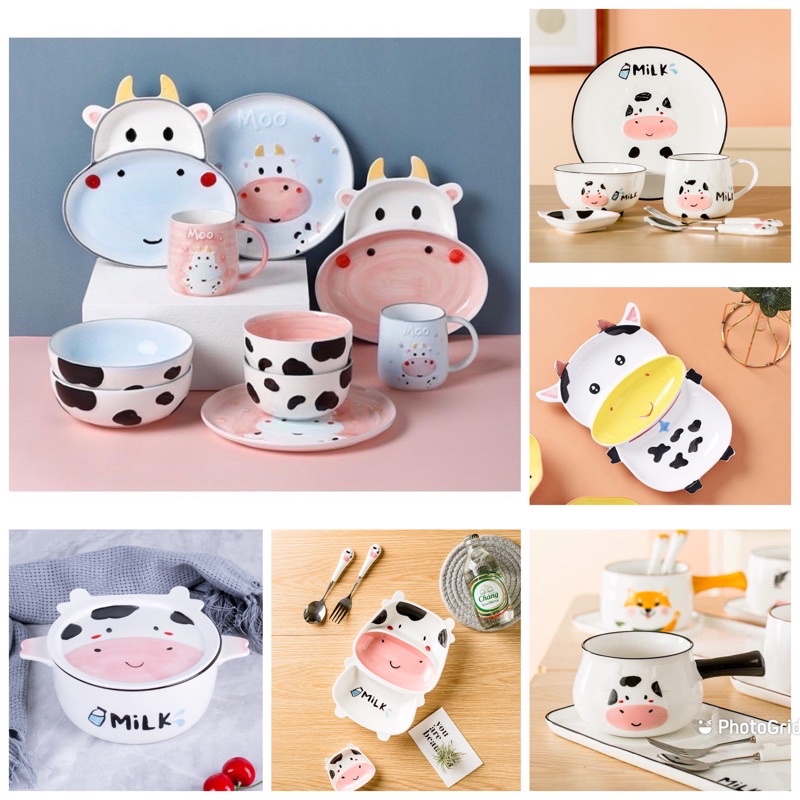 Jual piring sapi peralatan makan motif serba serbi sapi lucu bahan ...