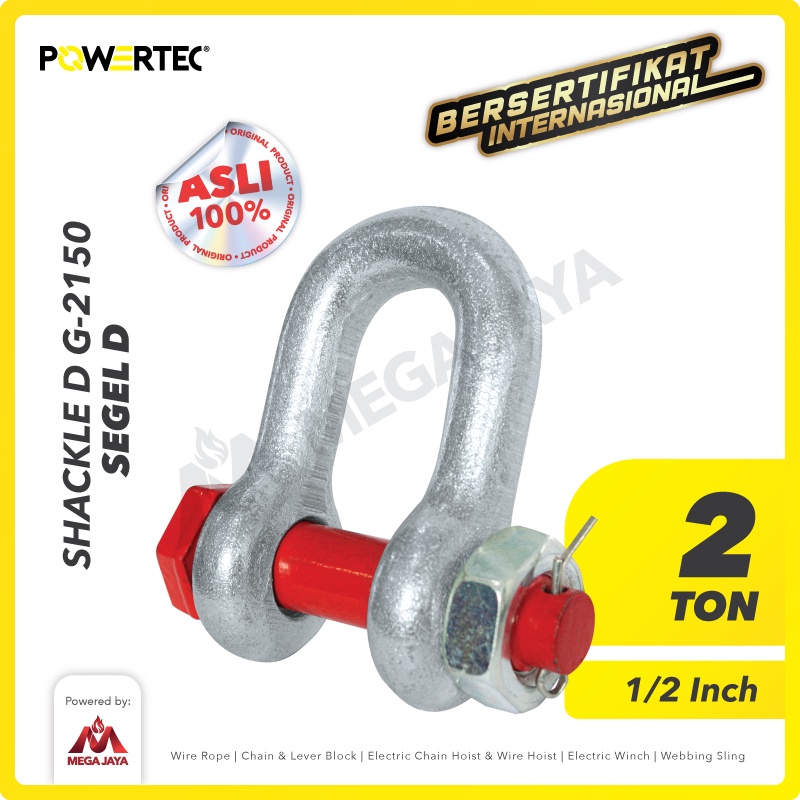 Jual POWERTEC Shackle D G2150 2 Ton - 1/2" Segel Dee Bolt Type | Shopee ...