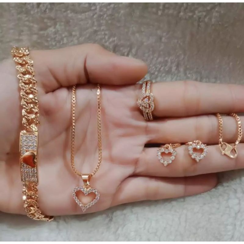 Jual Set love bolong permata gold anti karat | Shopee Indonesia