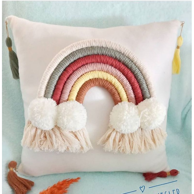 Jual sarung bantal sofa hias pelangi macrame | Shopee Indonesia