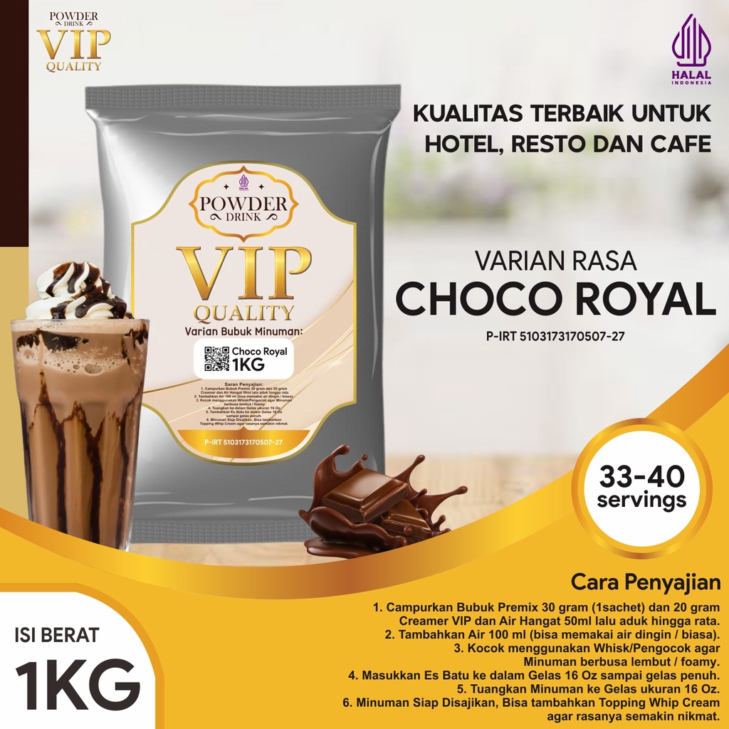 Jual Bubuk Minuman Kualitas VIP Rasa Choco Royal 1 Kg Coklat Royal ...