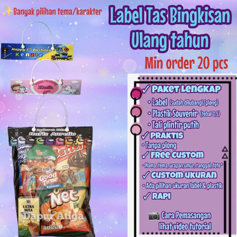 Jual PLASTIK LABEL SNACK ULTAH PLASTIK BINGKISAN ULANG TAHUN CUSTOM ...