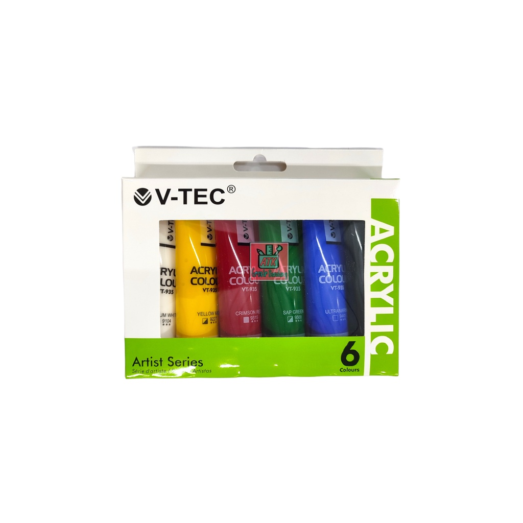Jual Cat Akrilik VTEC VT-635 Acrylic Colours 6 Warna x 35 ML – Set ...