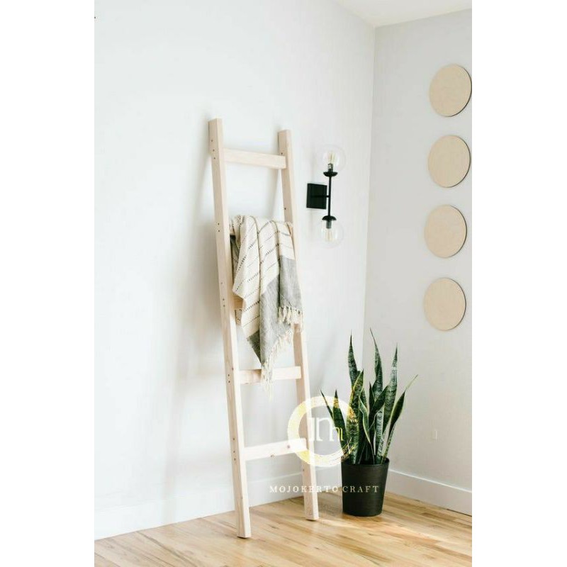 Jual ladder tangga kayu rak pakaian mukena mushola dekorasi minimalis ...