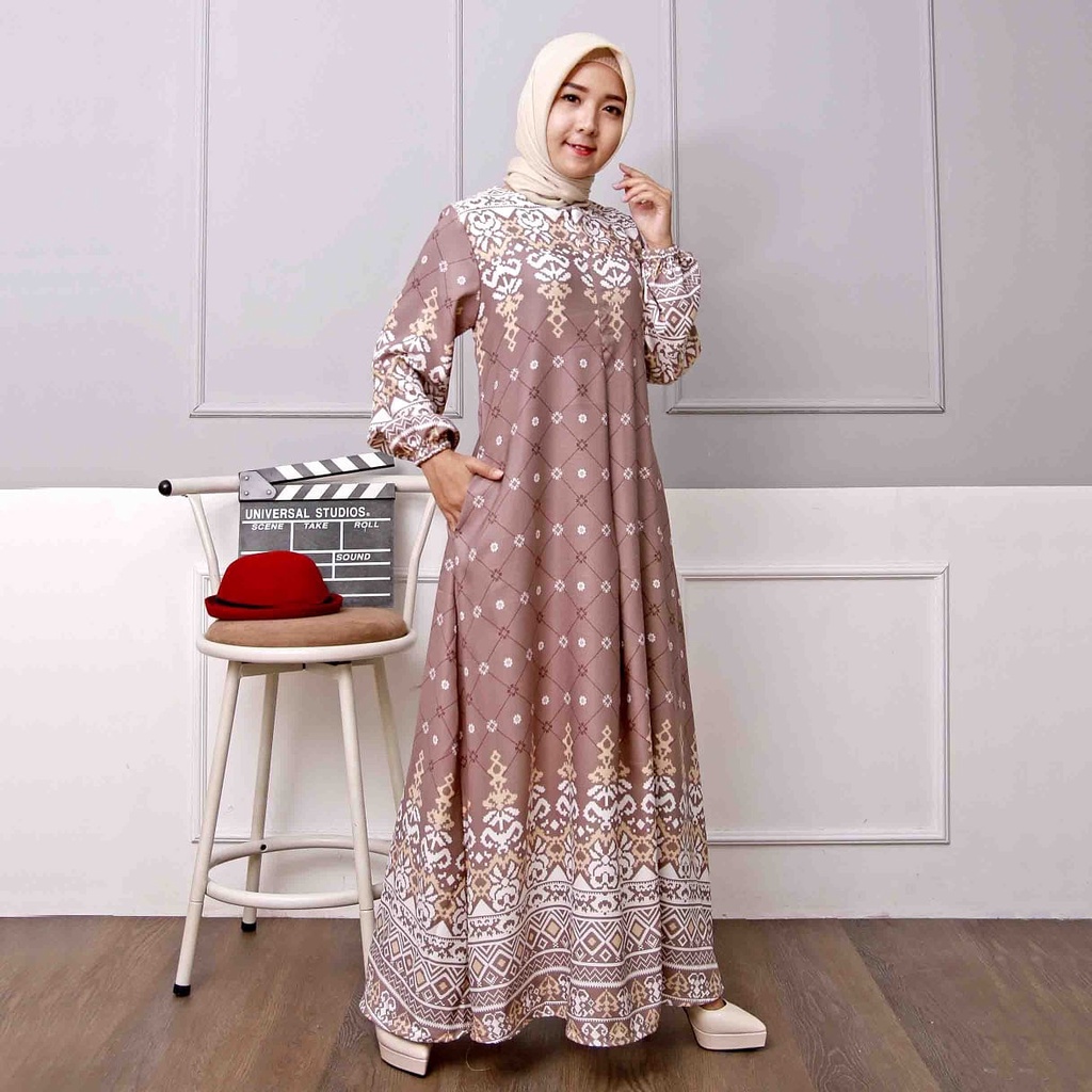 Jual Gamis Cantik Maxmara Lux Motif Songket printing Busui Mode GAmis ...