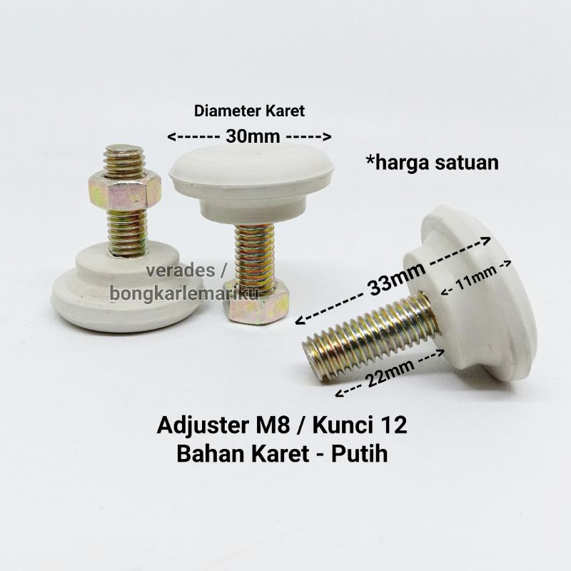 Jual Adjuster M8 Putih Karet Stabil Kaki Meja | Shopee Indonesia