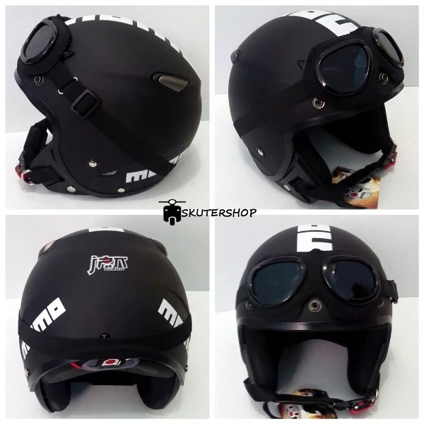 Jual Helm Retro Pilot SNI Klasik Brodotco JPN MOMO Jap Style Black Doff ...