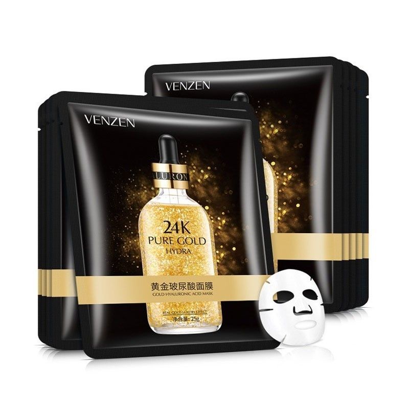 Jual Venzen 24K Pure Gold Hyaluronic Acid Mask - Venzen Mask - VENZEN ...