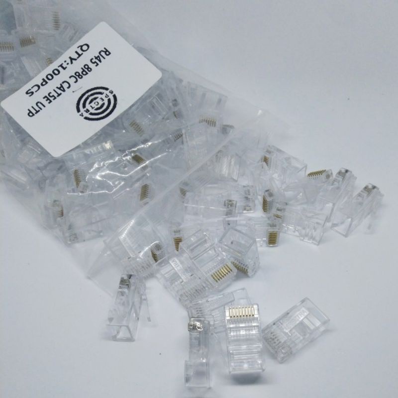 Jual RJ45 Konektor LAN UTP Cat5e Spectra Original isi 100pcs | Shopee ...