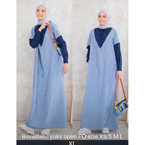 Jual EMA DAILY syamila light denim original by emadaily | Shopee Indonesia