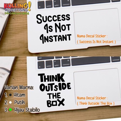 Jual Decal Sticker Laptop Succes Is Not Instant / Cutting Stiker ...