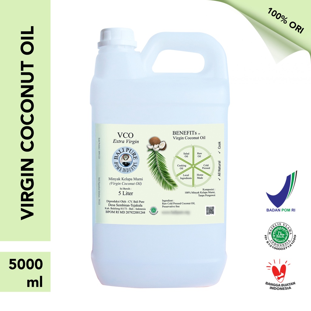 Jual Bali Pure Home Industry - VCO Virgin Coconut Oil 5L Minyak Kelapa ...