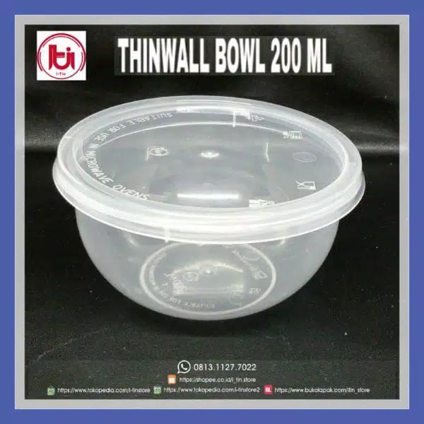 Jual THINWALL BOWL 200 ML / MANGKUK PLASTIK 200ML / MANGKOK BULAT SALAD 10PCS | Shopee Indonesia